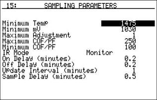 Sampling Parameters - Menu Page 15